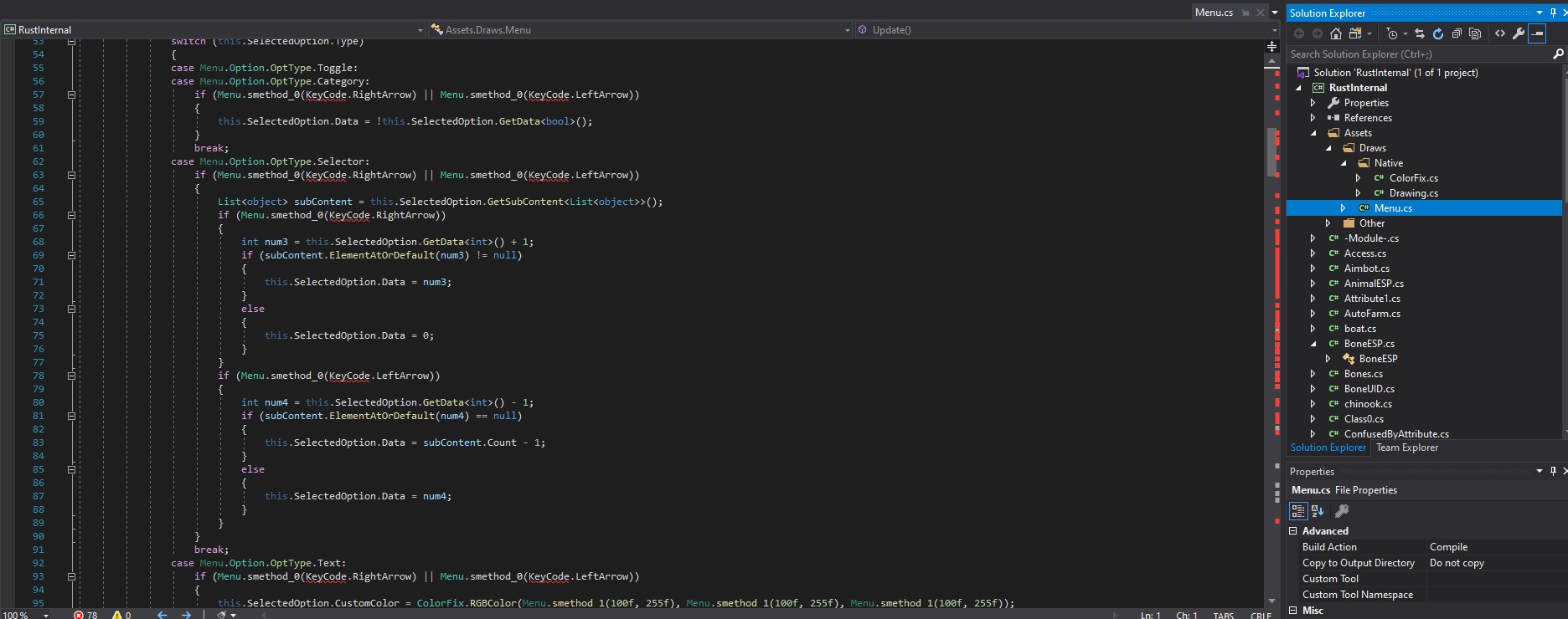 Internal Rust Cheat Source in C# for sale CHEAP!!